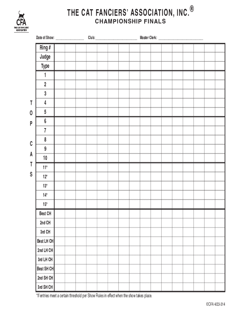 Fillable Online Capital City Cats - A Cat Fanciers Association All Breed ... Fax Email Print ...