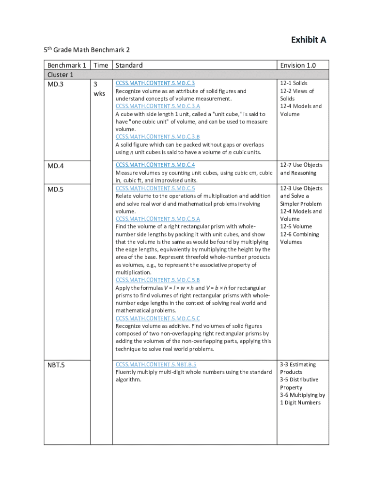 Fillable Online 5th Grade Mathematics Benchmark Assessment Fax Email ...