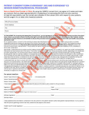 Fillable Online Patient Consent Form: Eversense® 365 and Eversense® E3 ...