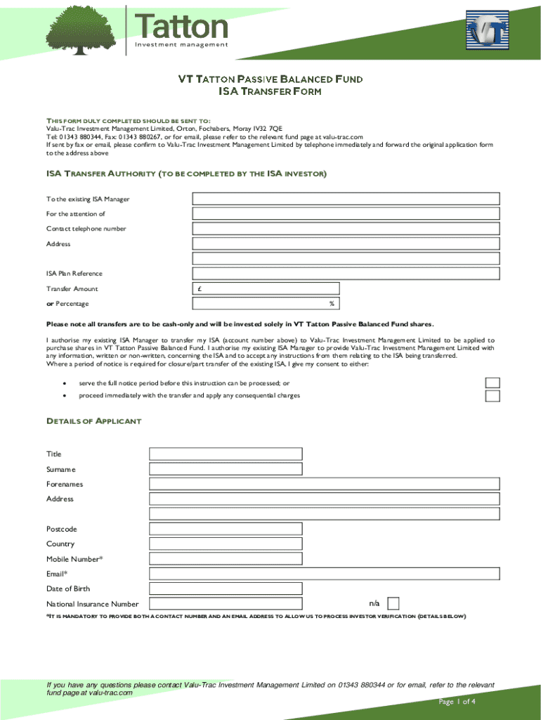 Fillable Online Isa Transfer Authority Fax Email Print - pdfFiller