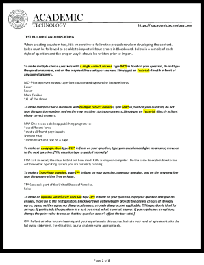 Fillable Online Guidelines for Building Tests in Blackboard Fax Email ...