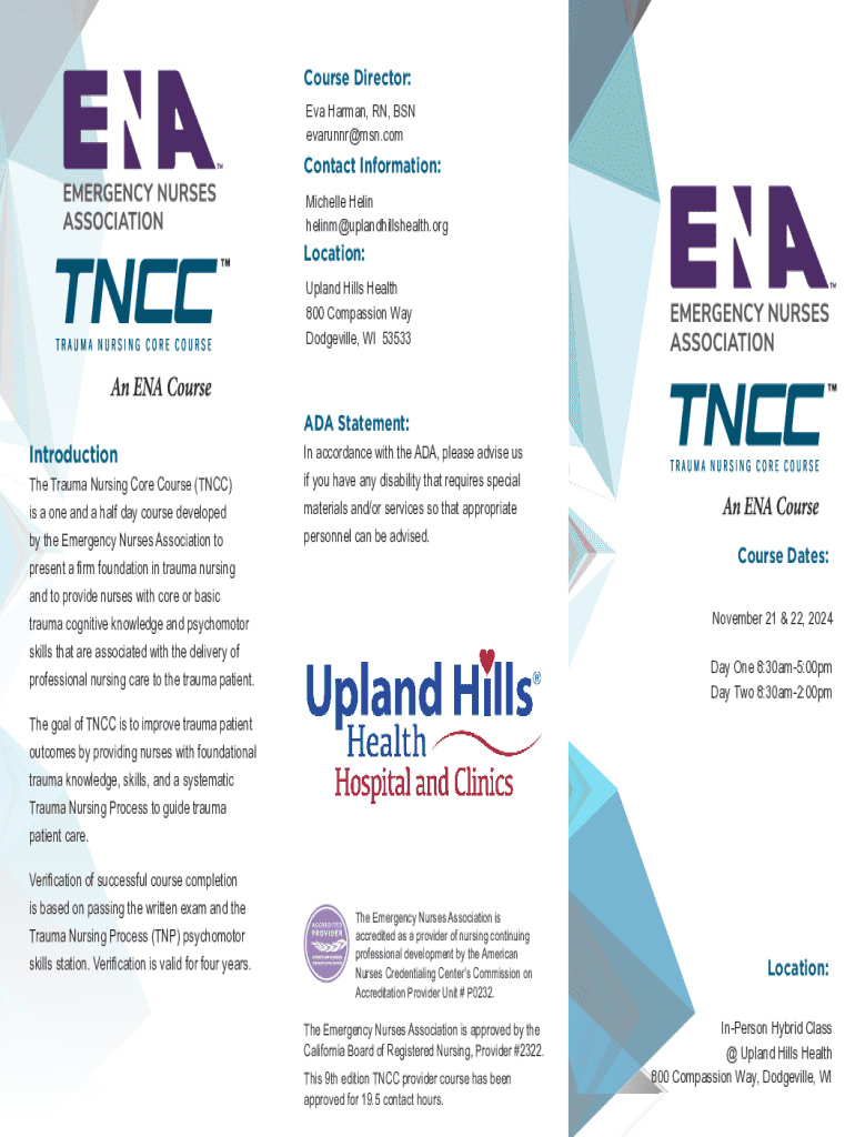 Fillable Online Trauma Nursing Core Course (tncc) 2024 Fax Email Print - pdfFiller
