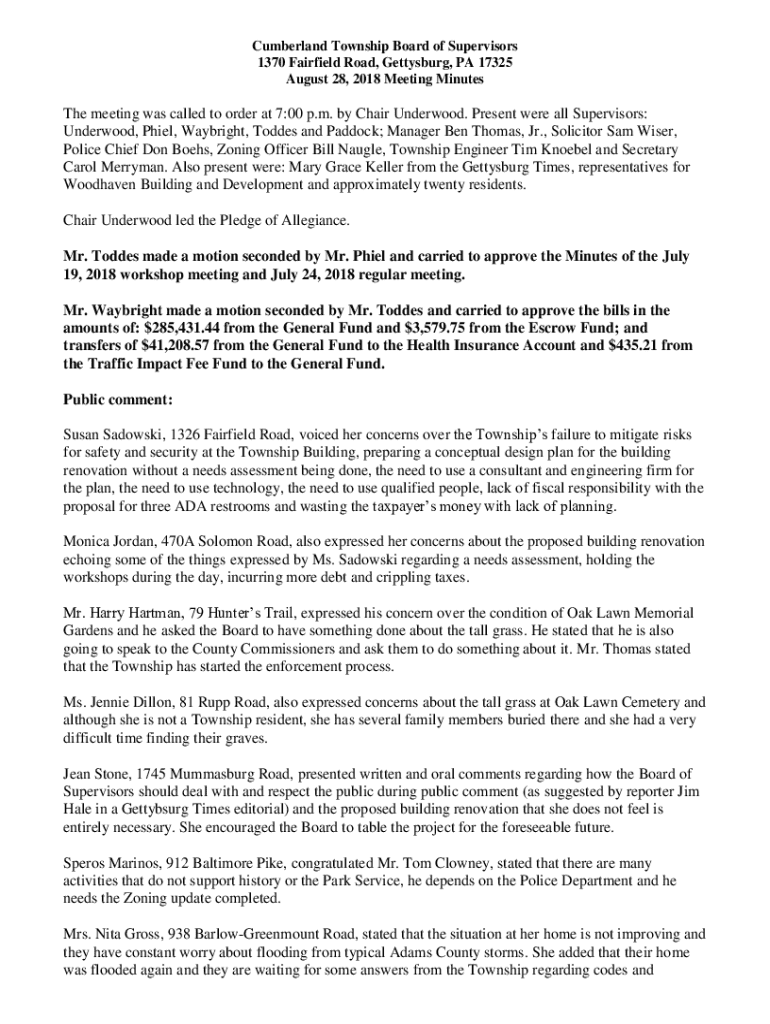 Fillable Online Police Chief Don Boehs, Zoning Officer Bill Naugle ...