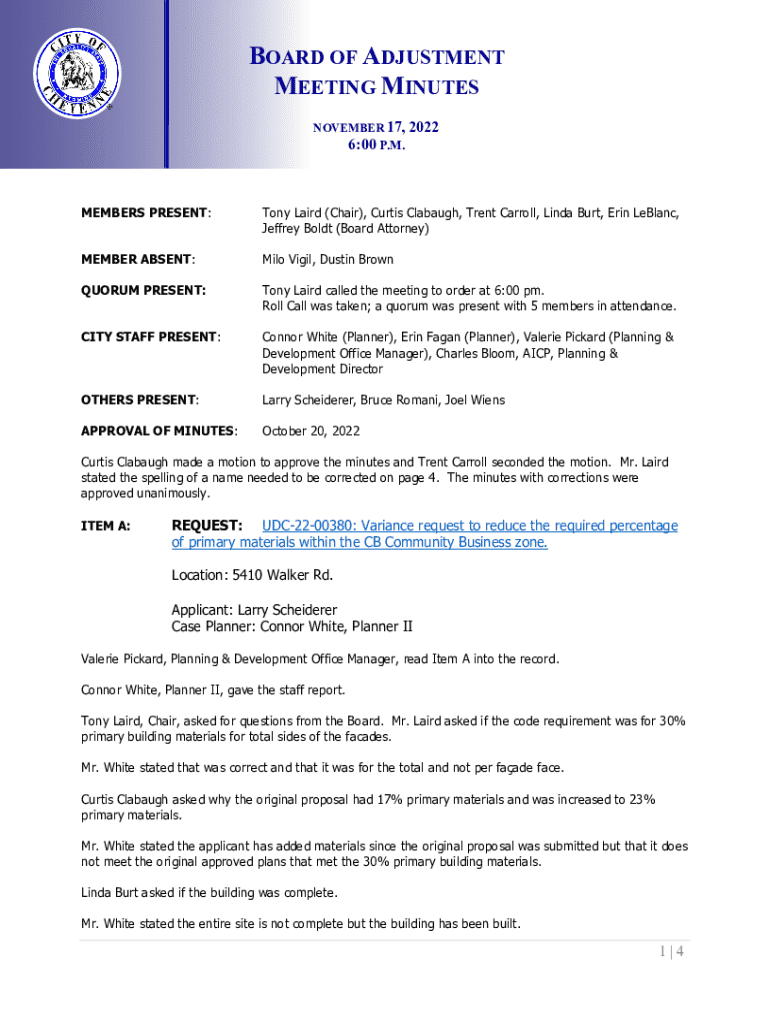 Fillable Online Tony Laird (Chair), Curtis Clabaugh, Trent Carroll ...