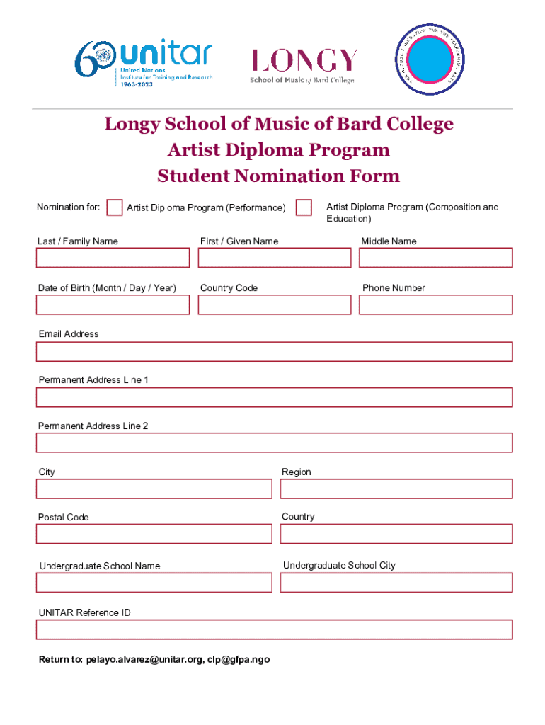 Fillable Online Longy School of Music of Bard College Artist Diploma ...