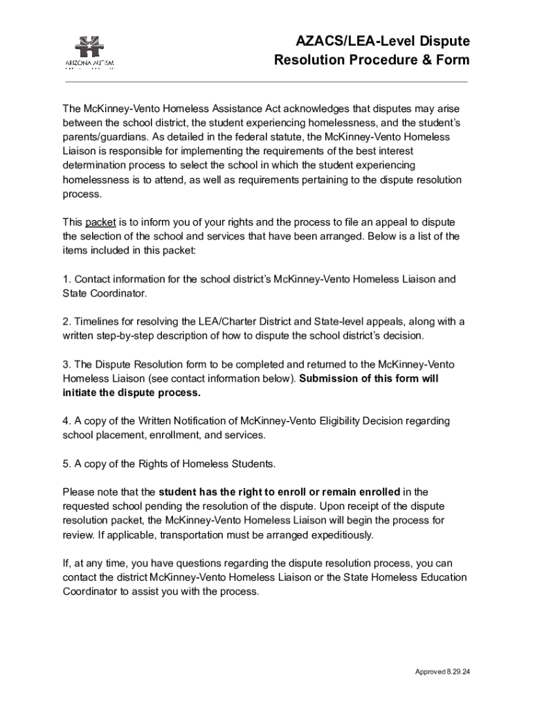 Fillable Online AZACS LEA-Level Dispute Resolution Procedure and Form Fax Email Print - pdfFiller