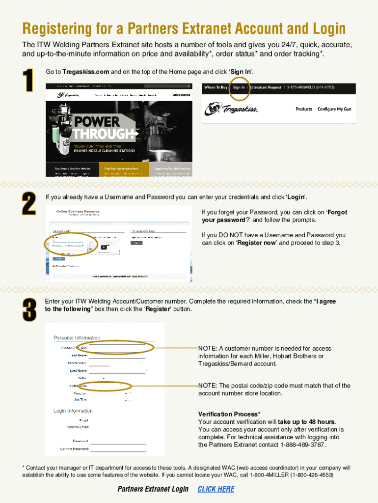 Fillable Online Registering for a Partners Extranet Account and Login Fax Email Print - pdfFiller