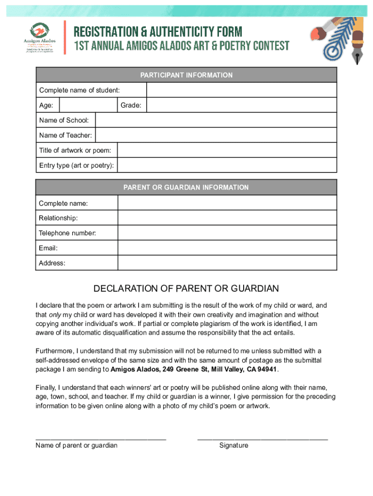 Fillable Online Submission Information for Artwork or Poetry Fax Email Print - pdfFiller