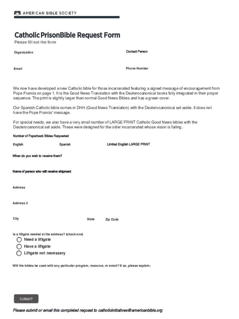 Bible Request Form - Fill Online, Printable, Fillable, Blank | pdfFiller