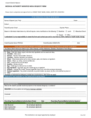 Fillable Online Modified Meal Request Form Fax Email Print - pdfFiller