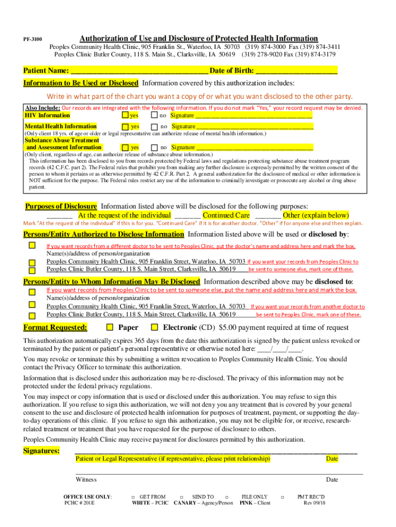 Fillable Online Authorization of Use and Disclosure of Protected Health ...