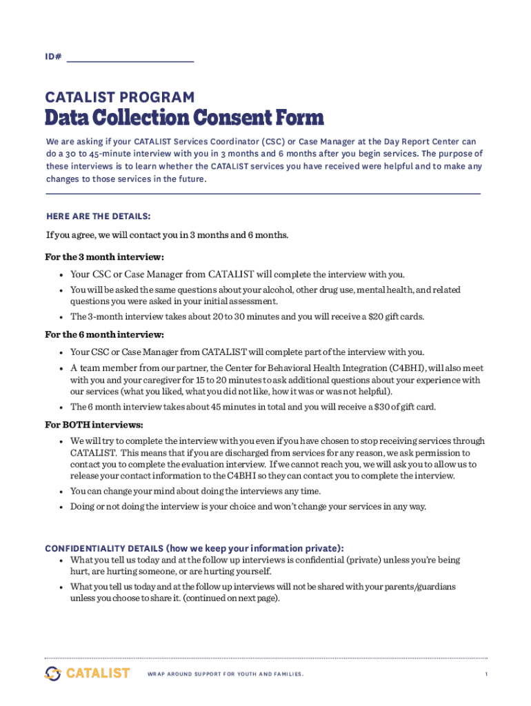 Fillable Online Catalist Program Data Collection Consent Fax Email ...