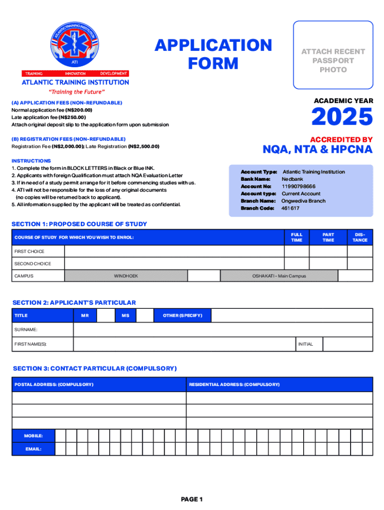Fillable Online Atlantic Training Institution Application Form Fax ...