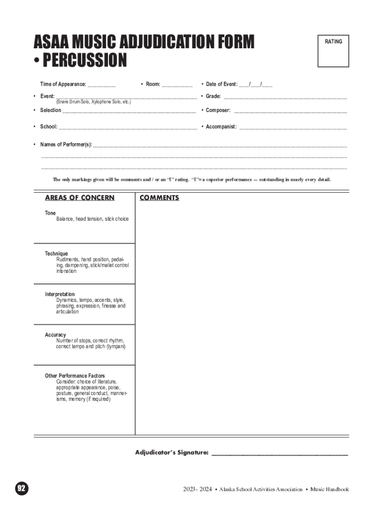 Fillable Online Percussion Adjudication Fax Email Print - pdfFiller
