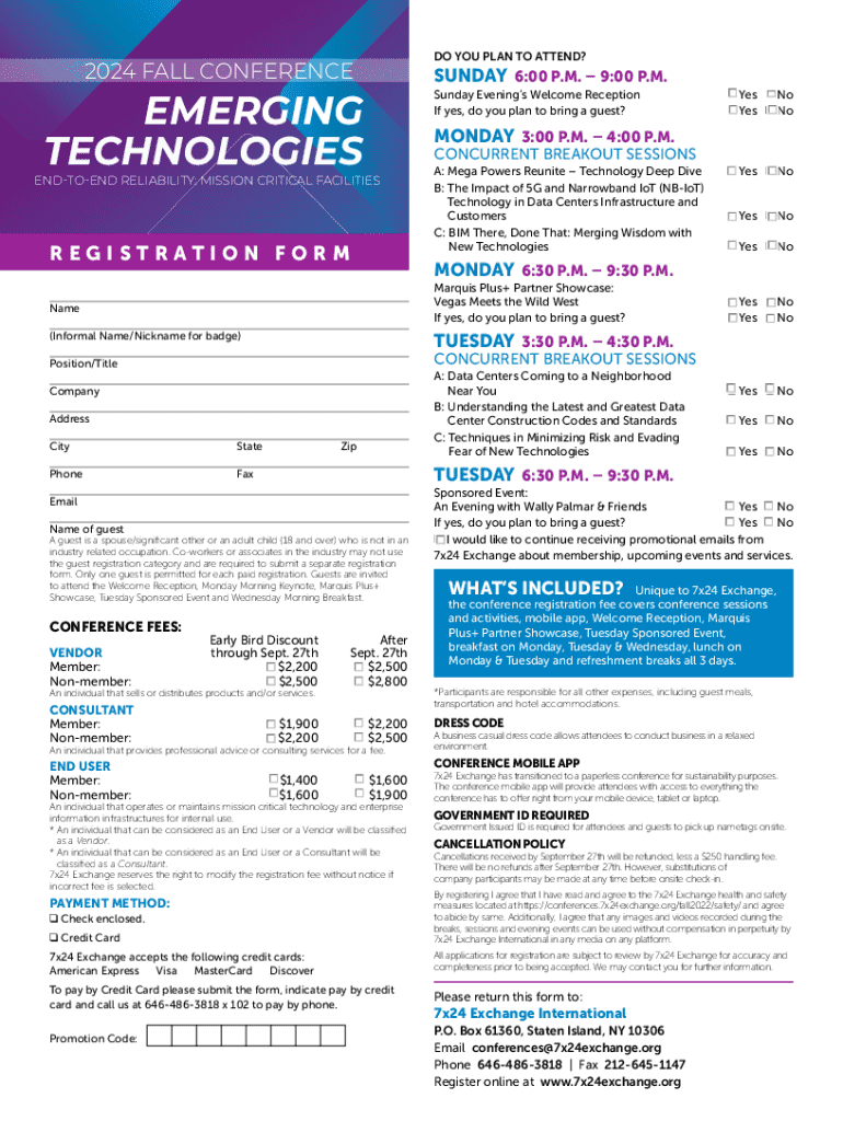 Fillable Online 2024 Fall Conference: Emerging Technologies Fax Email ...