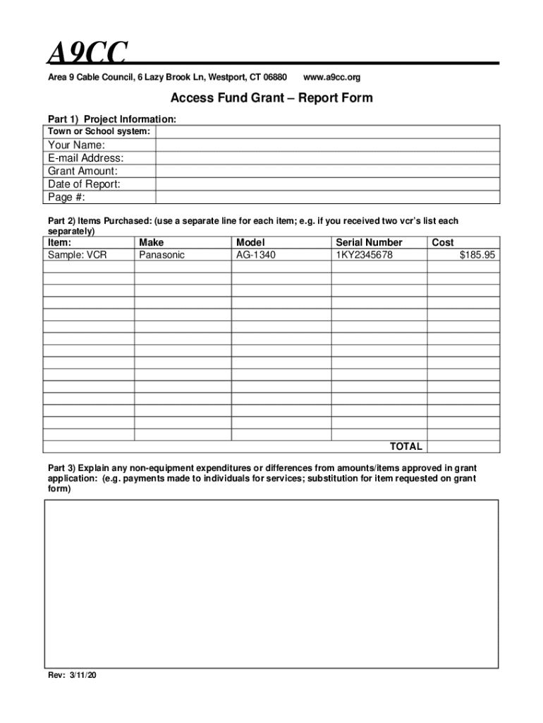 Fillable Online Access Fund Grant Report Procedures Fax Email Print - pdfFiller