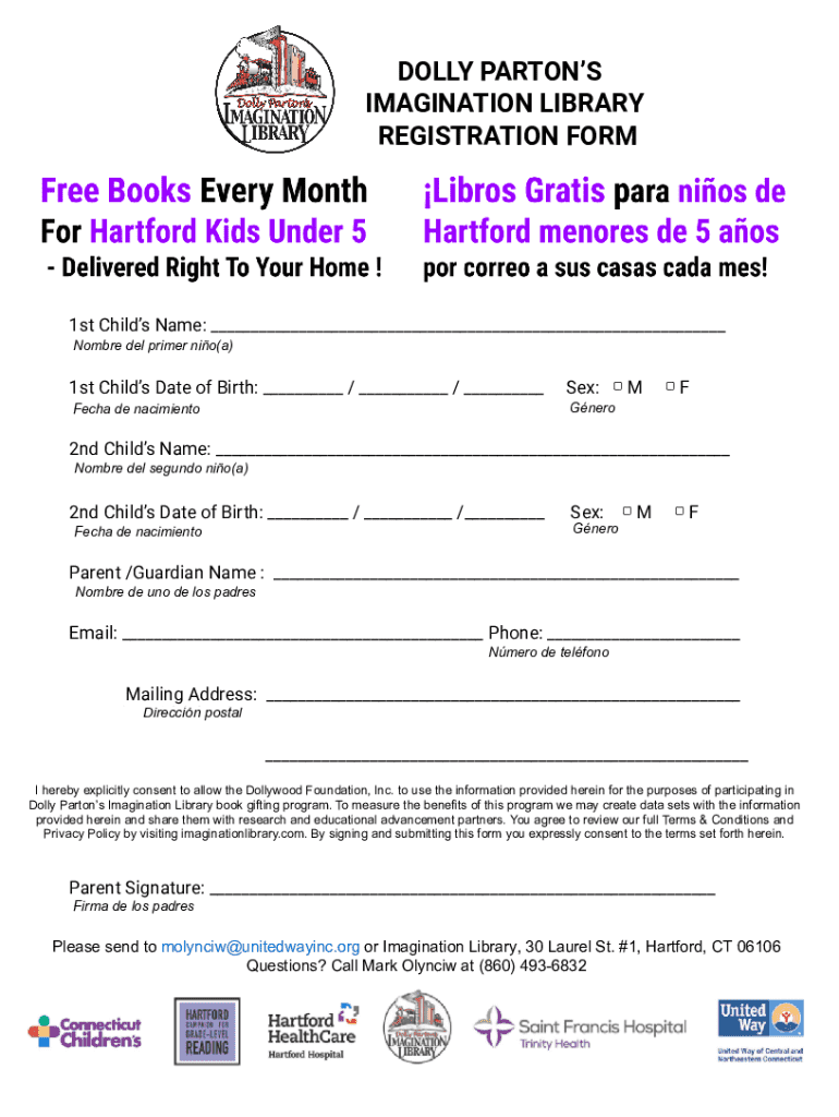 Fillable Online Dolly Parton’s Imagination Library Registration Fax ...