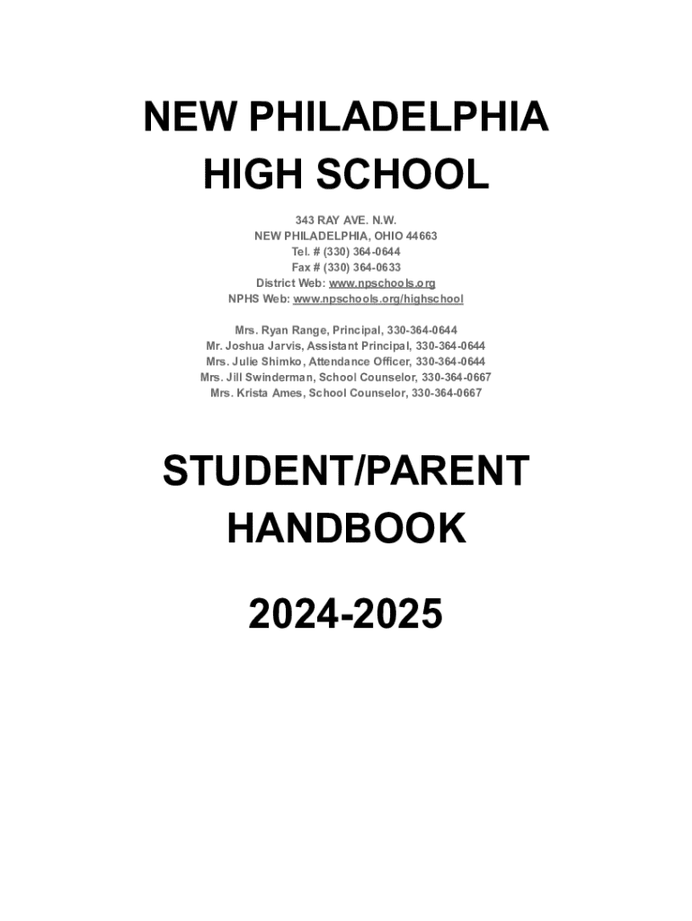 Fillable Online New Philadelphia High School Student/parent Handbook Fax Email Print - pdfFiller