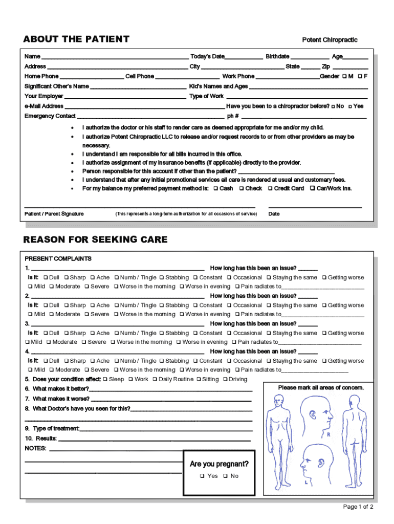 Fillable Online Potent Chiropractic Patient Form Fax Email Print - pdfFiller