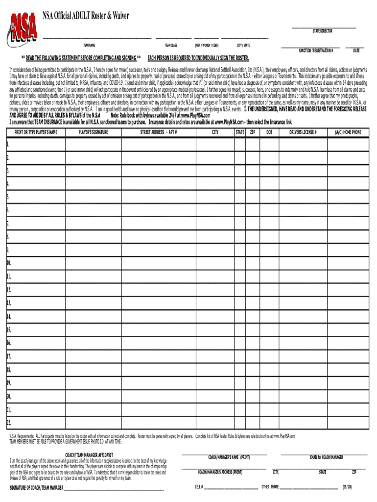 Fillable Online how to register, login, and create/edit team rosters ...