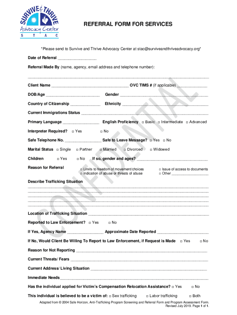 Fillable Online Referral Form for Services Fax Email Print - pdfFiller