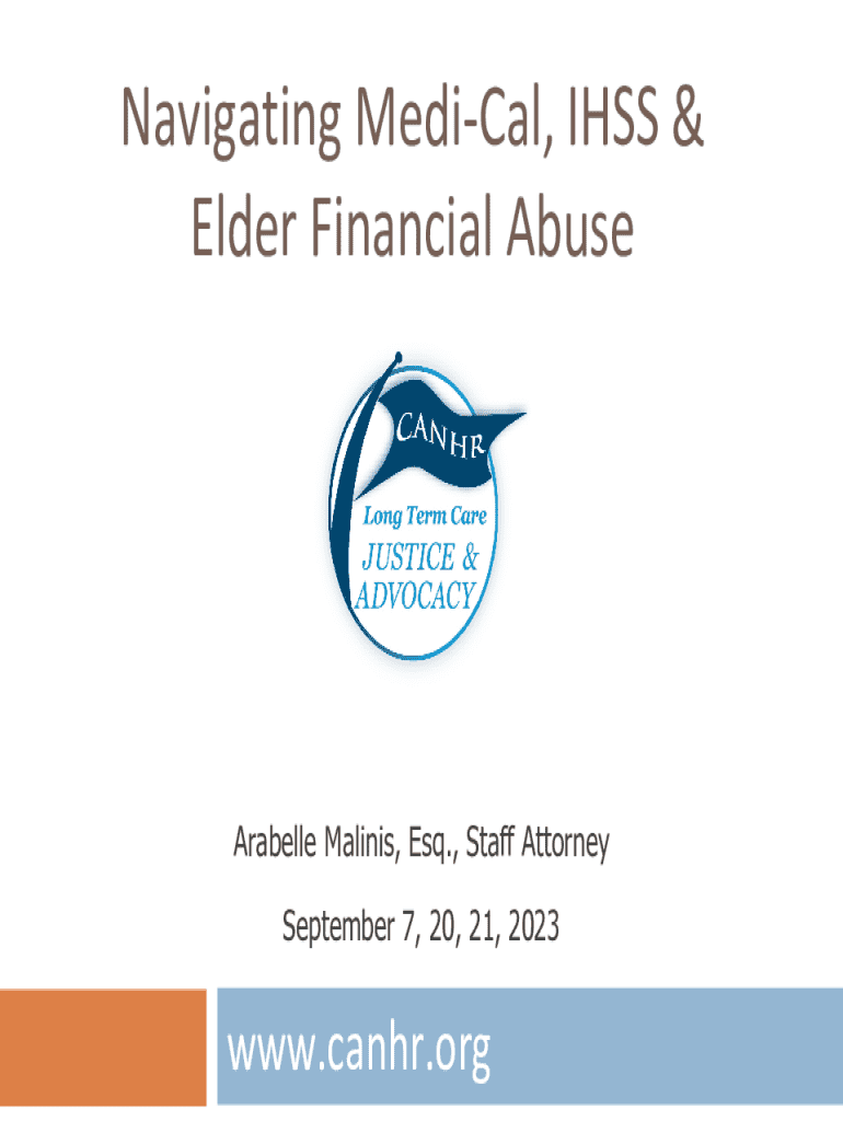 Fillable Online Navigating Medi-cal, Ihss & Elder Financial Abuse Fax ...