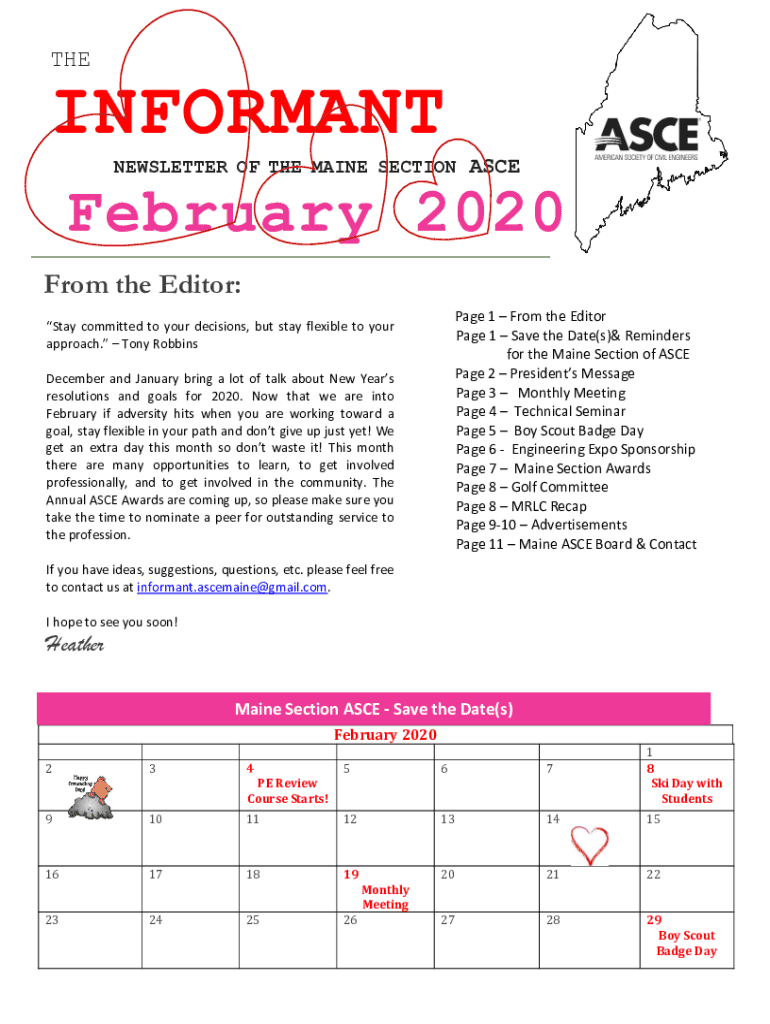 Fillable Online Maine Section Asce Newsletter - February 2020 Fax Email Print - pdfFiller