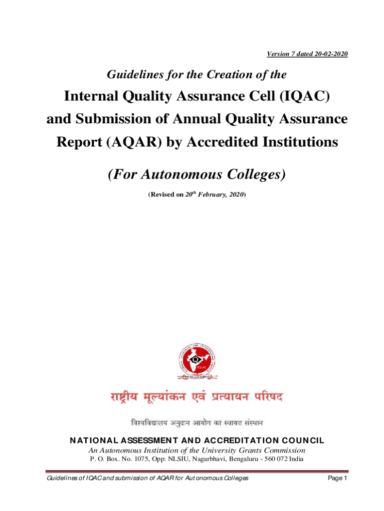 Fillable Online Guidelines for Iqac and Aqar Submission Fax Email Print ...