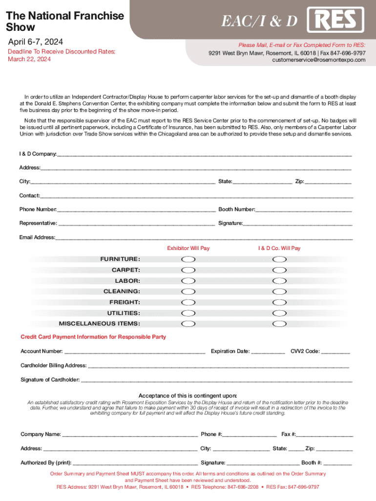 Fillable Online National Franchise Show - Eac/i & D Form Fax Email ...