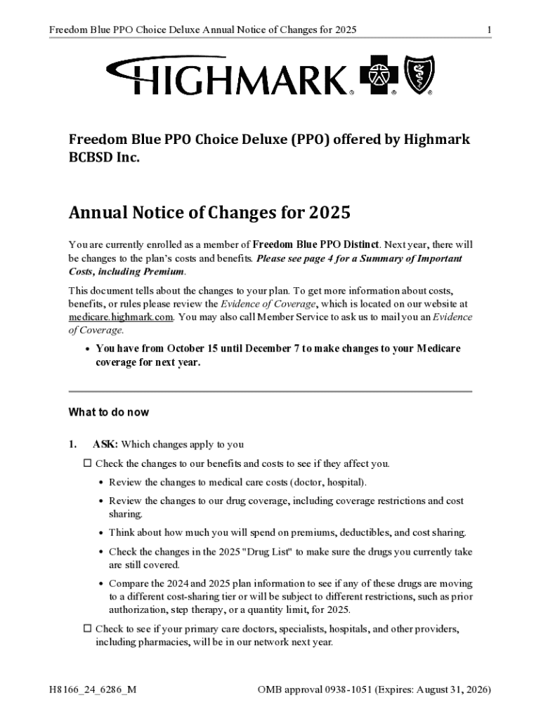 Fillable Online Annual Notice of Changes for 2025 Fax Email Print ...