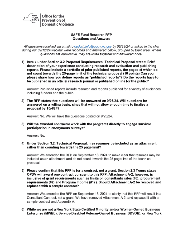 Fillable Online Request for ProposalPrimary Round 1: Public Questions ...