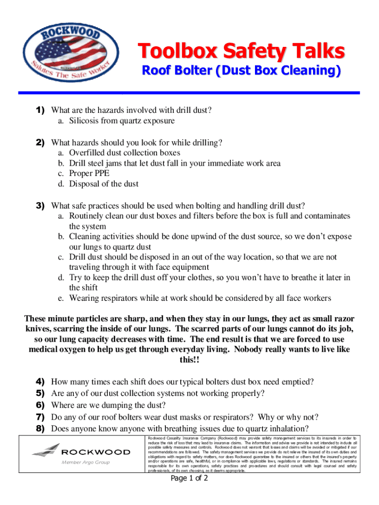 Fillable Online Silica Dust Toolbox Talk - Health Hazards & Safety Tips ...