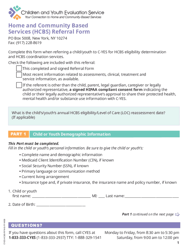 Fillable Online Home and Community Based Services (hcbs) Referral Form ...