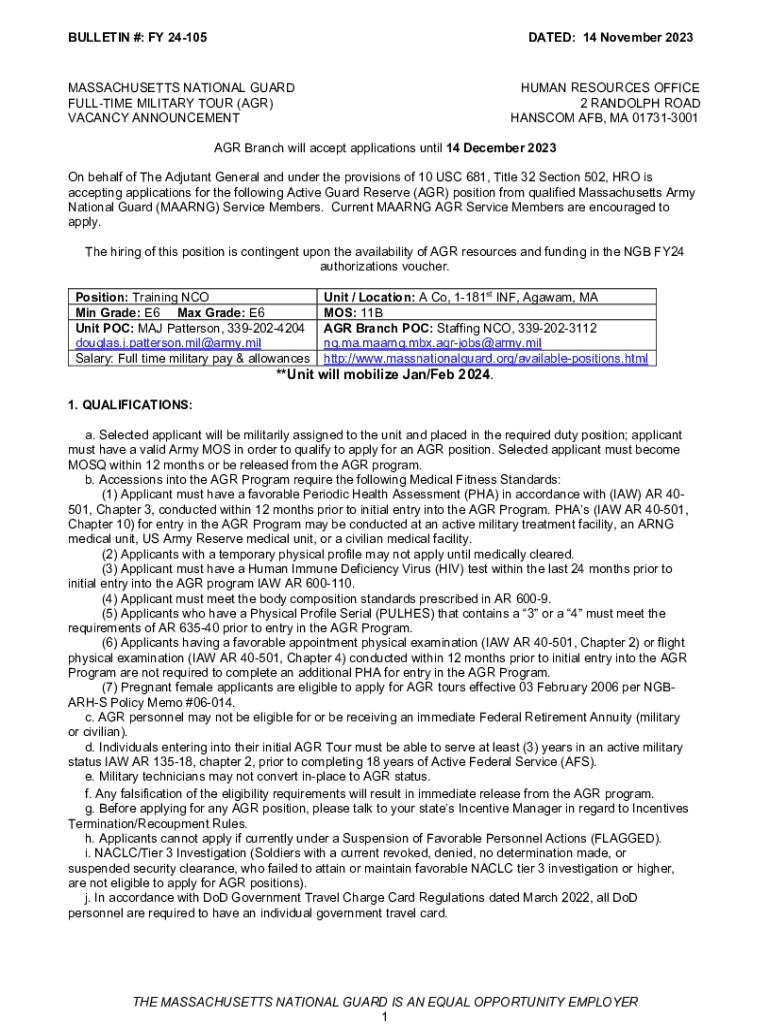 Fillable Online Active Guard Reserve Vacancy Announcement for Training ...