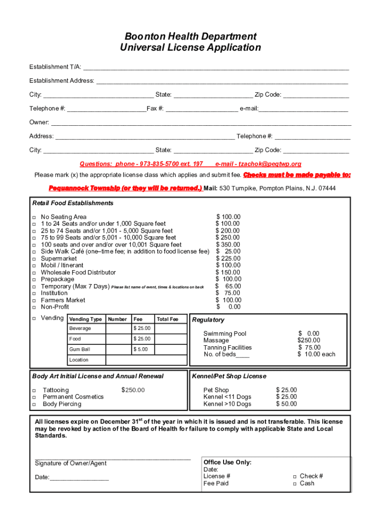 Fillable Online Boonton Health Department Fax Email Print - pdfFiller