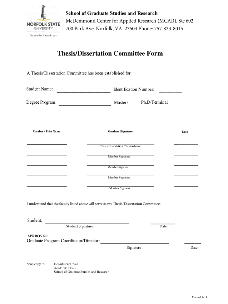 Fillable Online Thesis/Dissertation Committee Form Fax Email Print - pdfFiller