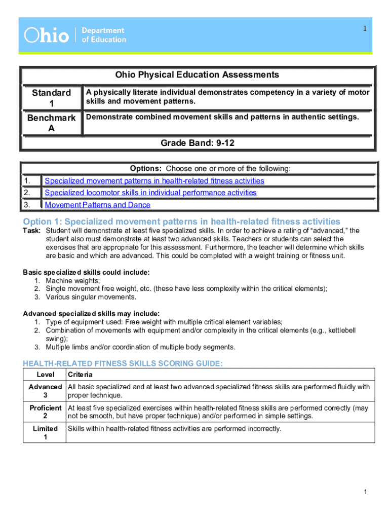 Fillable Online 9-12 Option 1: Specialized movement patterns in health ...