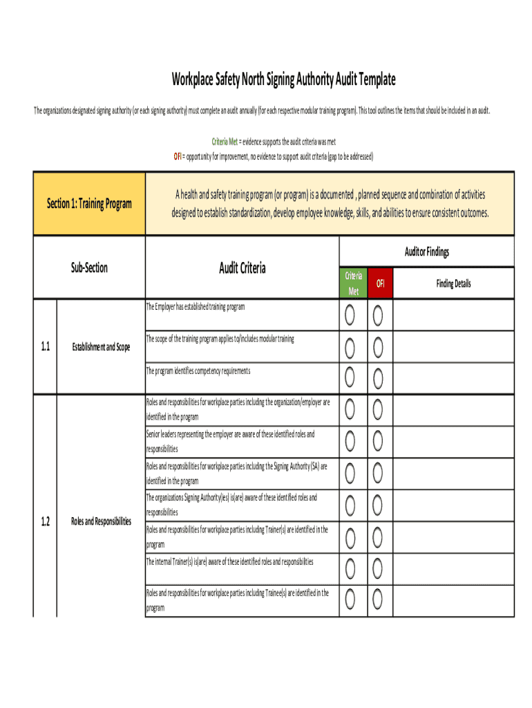 Fillable Online Signing Authority Audit Template - Fillable PDF Form ...