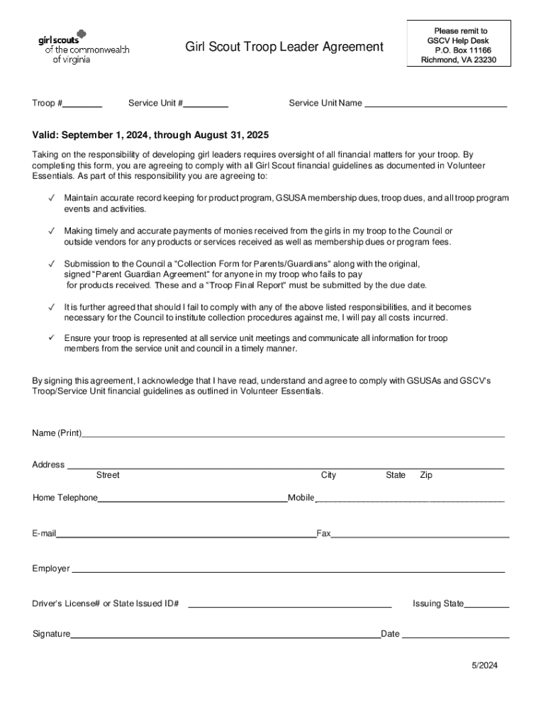 Fillable Online 2022-2023 Troop Leader Agreement. 2022-2023 Troop Leader Agreement Fax Email ...