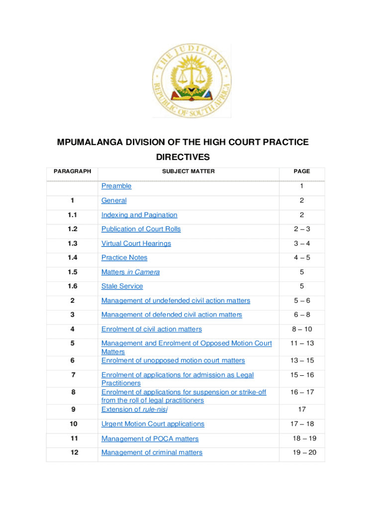Fillable Online MPUMALANGA DIVISION OF THE HIGH COURT ... Fax Email Print - pdfFiller