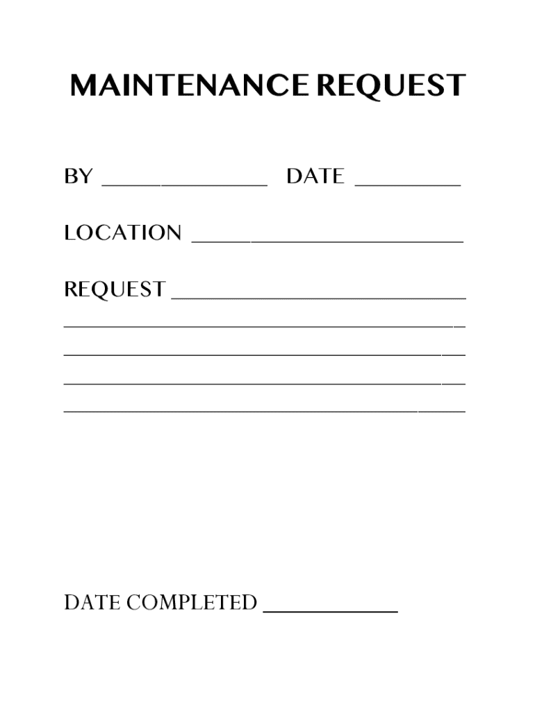 Fillable Online Maintenance Request Form Fax Email Print - pdfFiller
