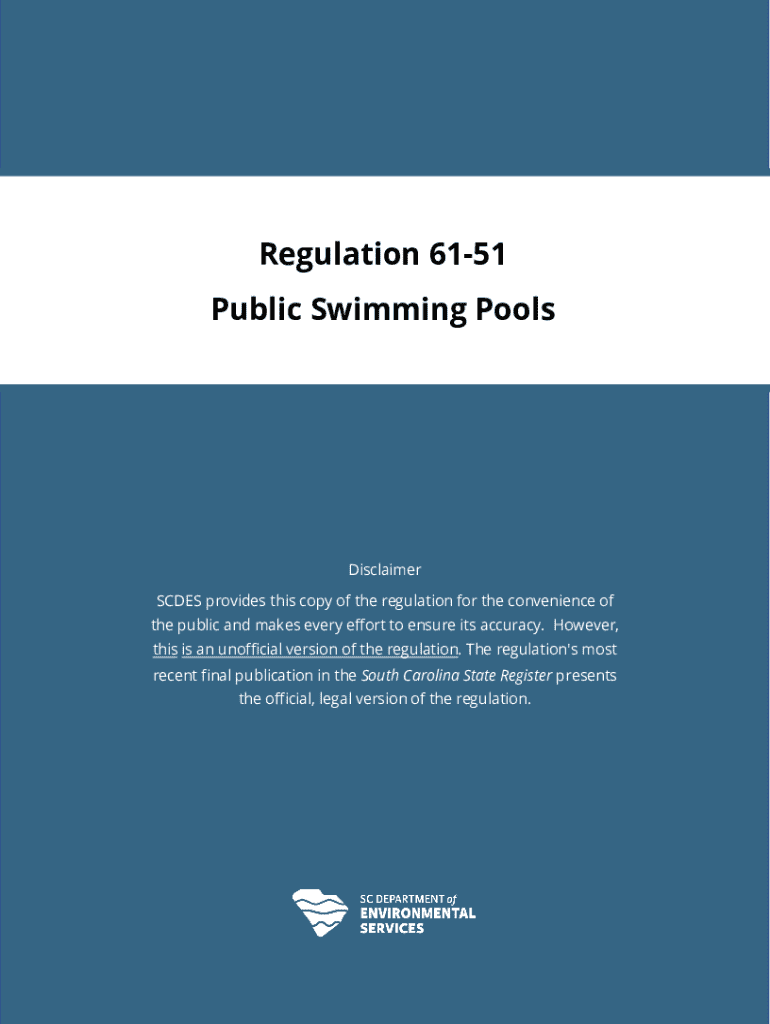 Fillable Online Water Regulations & Standards: Public Swimming Pools ...