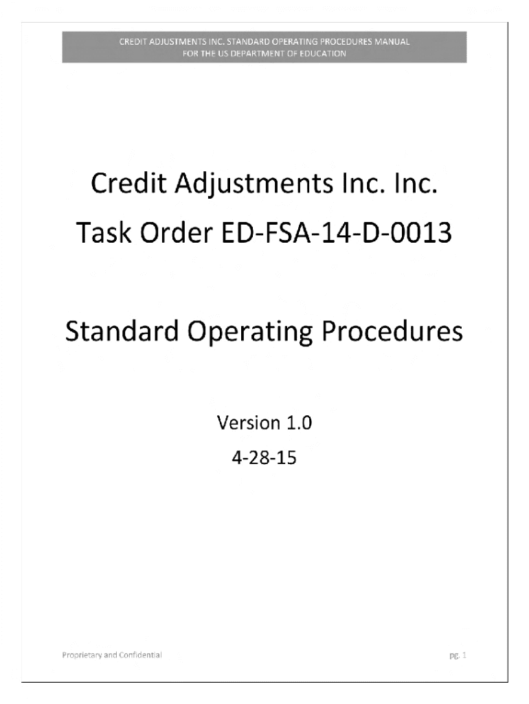Fillable Online Credit Adjustments Inc. Standard Operating Procedures ...