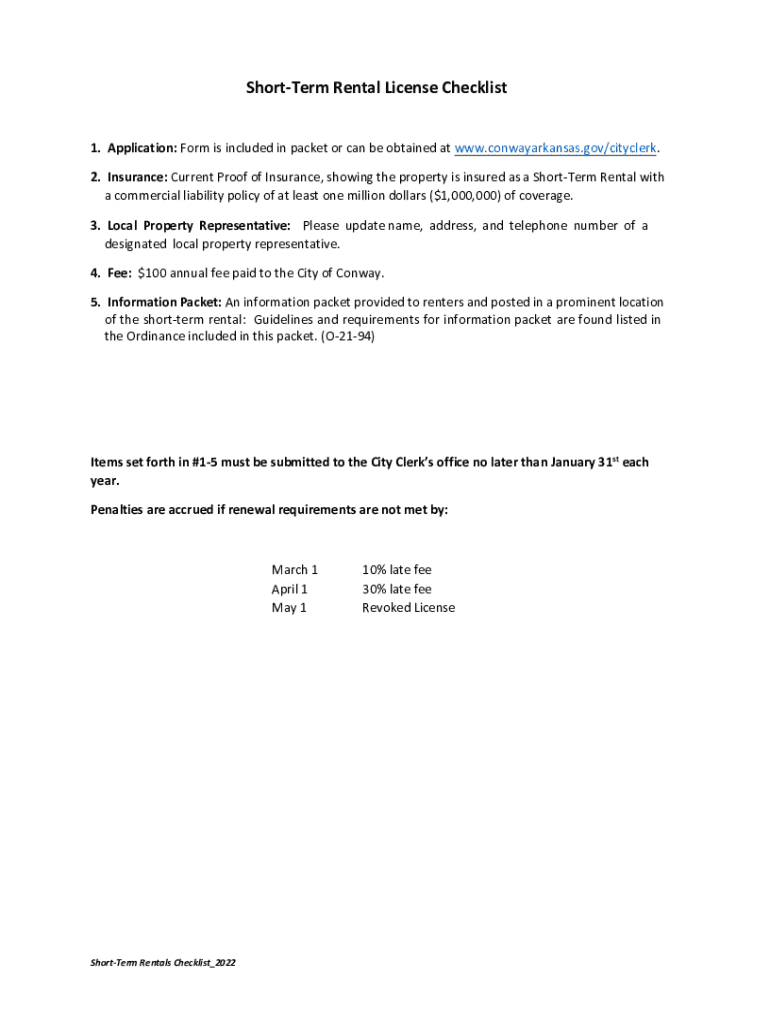 Fillable Online Short-term Rental License Application Fax Email Print ...