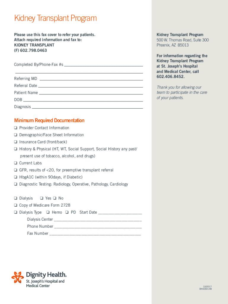 Fillable Online Kidney Transplant Program Referral Fax Email Print ...
