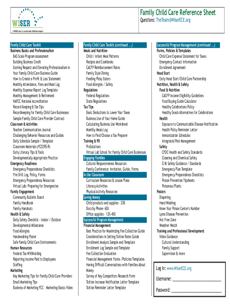 Fillable Online Printable Childcare Templates and Forms - Free Download ...