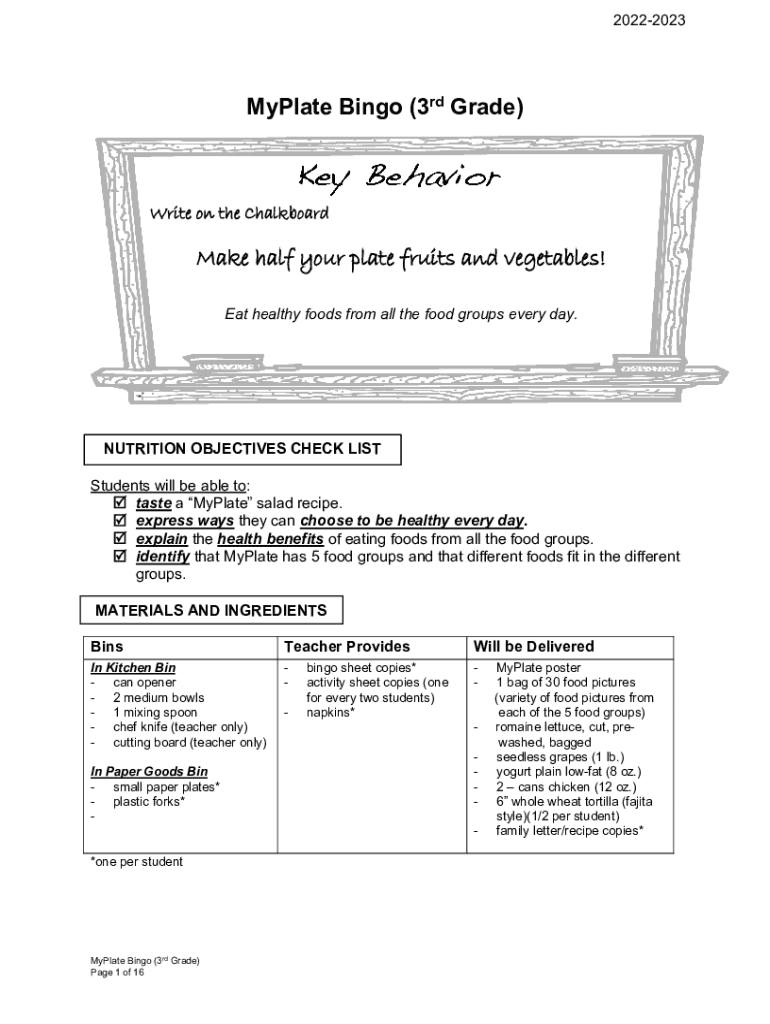 Fillable Online Food groups bingo Fax Email Print - pdfFiller