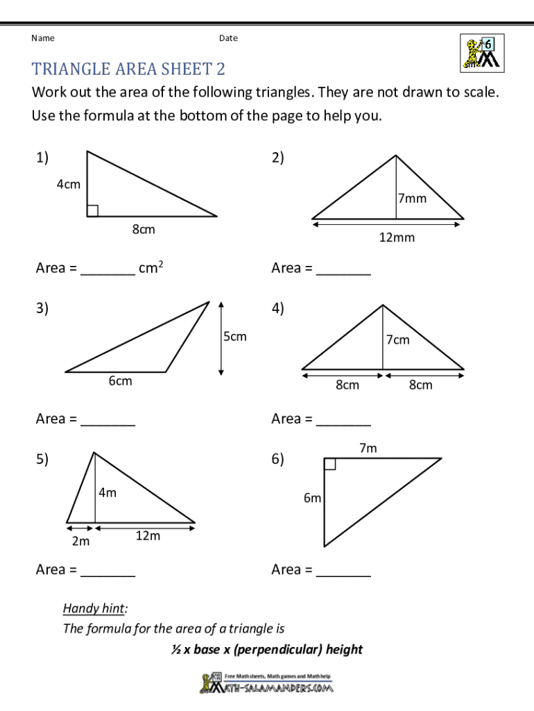 Fillable Online Triangle Area Sheet 2 Fax Email Print - pdfFiller