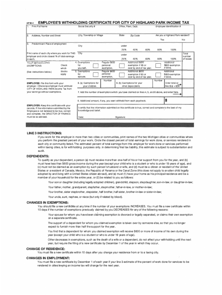 Fillable Online EMPLOYEE\'S WITHHOLDING CERTIFICATE FOR THE ... Fax Email Print - pdfFiller