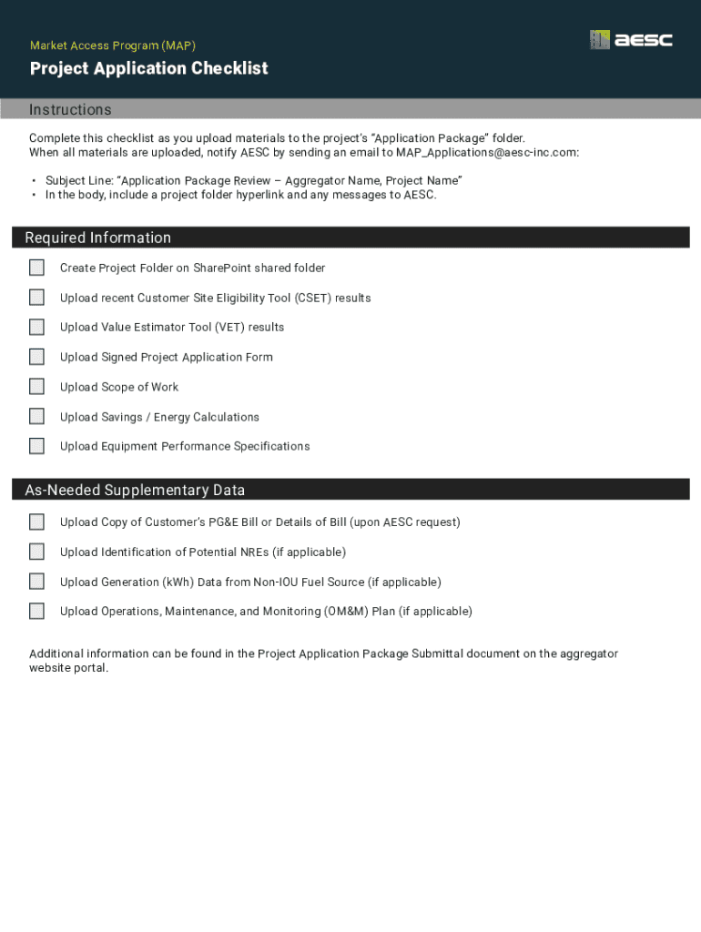 Fillable Online Market Access Program Project Application Checklist Fax Email Print - pdfFiller